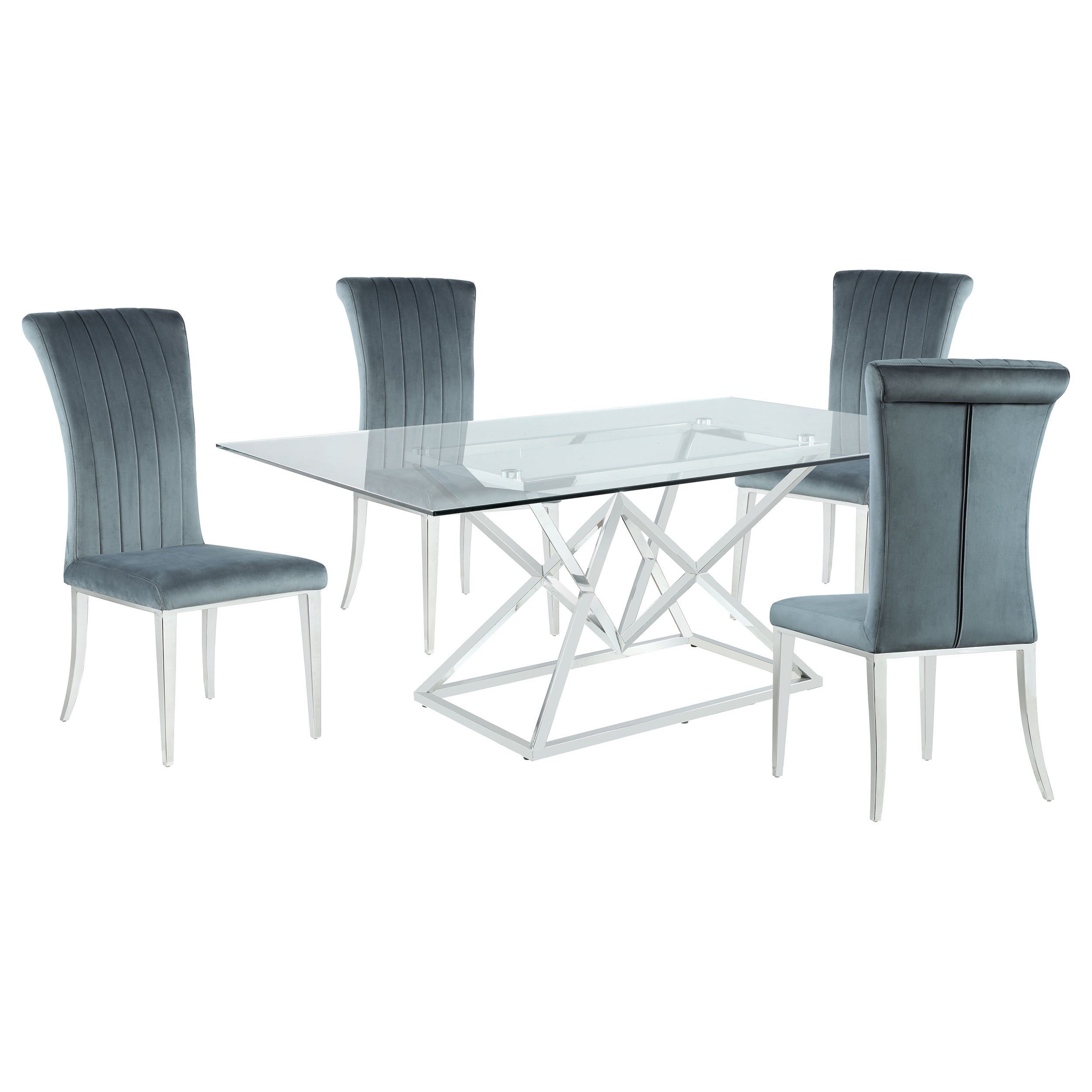 Broderick 5-piece Rectangular Dining Set Chrome and GreySteel Grey – casabycoco