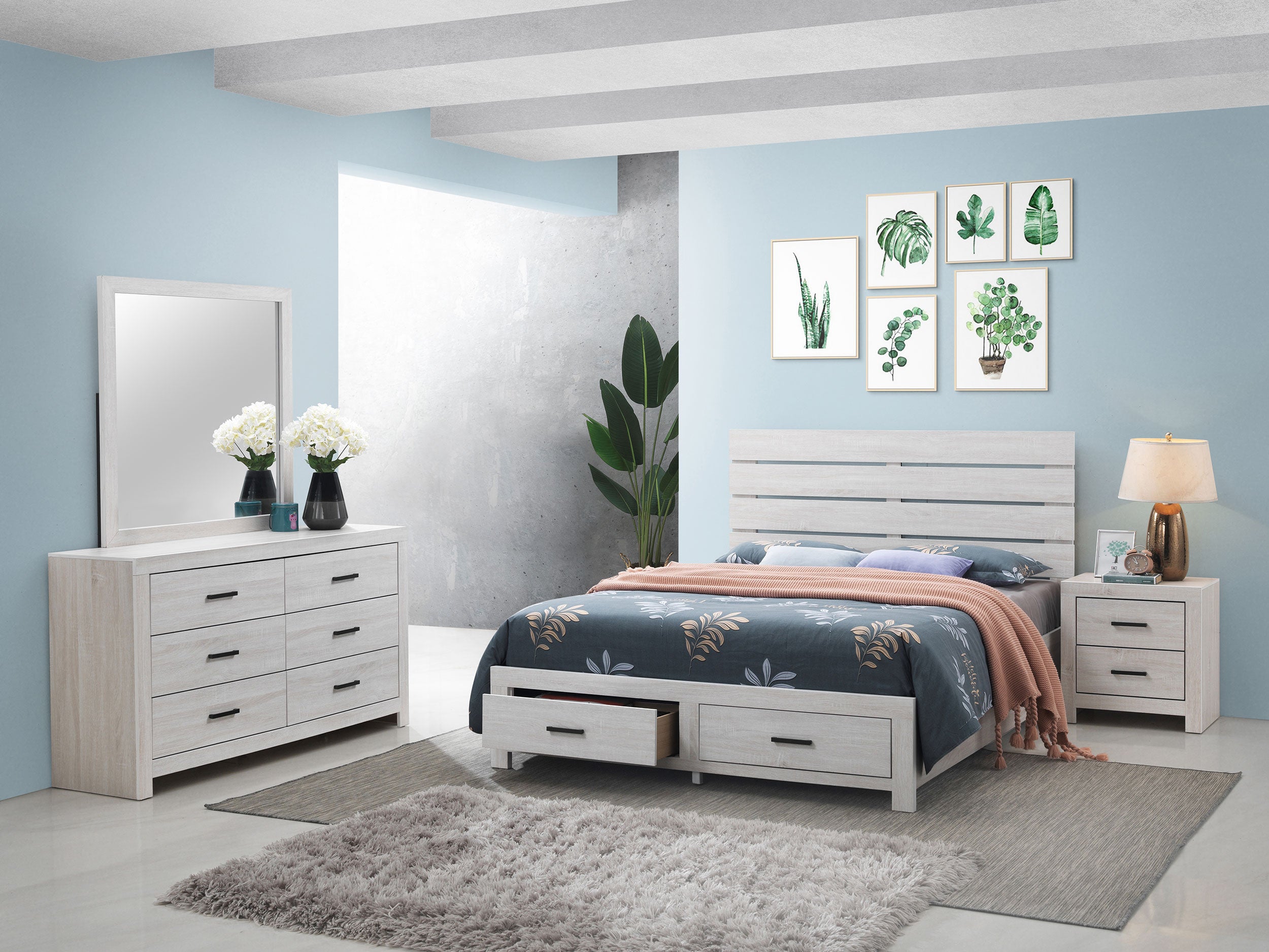 Oriel 4-piece Eastern King Bedroom Set Coastal WhiteCoastal White – casabycoco