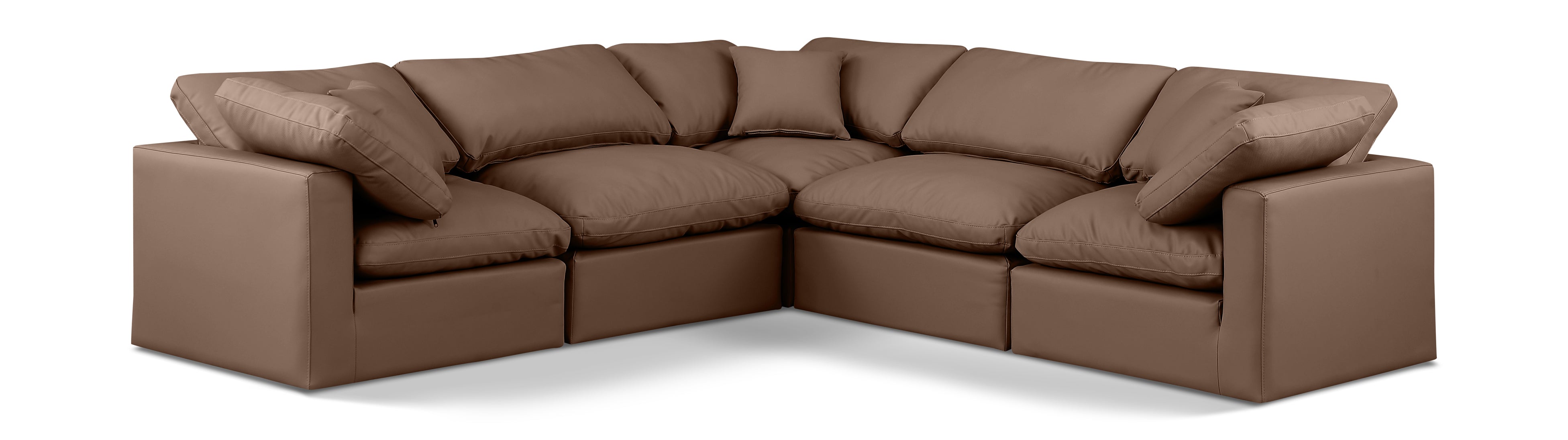 Luxus Brown Faux Leather Modular Sectional Sec5C – casabycoco