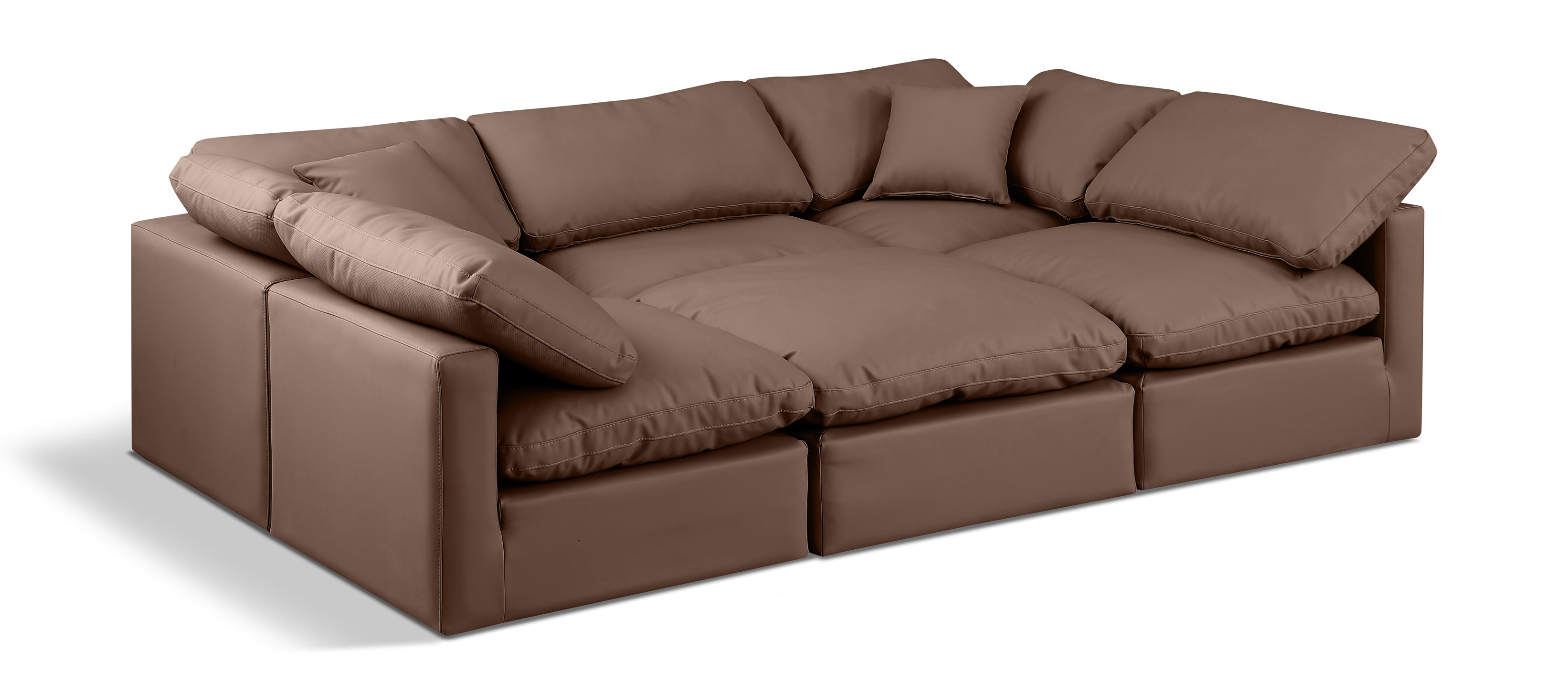 Luxus Brown Faux Leather Modular Sectional Sec6C – casabycoco