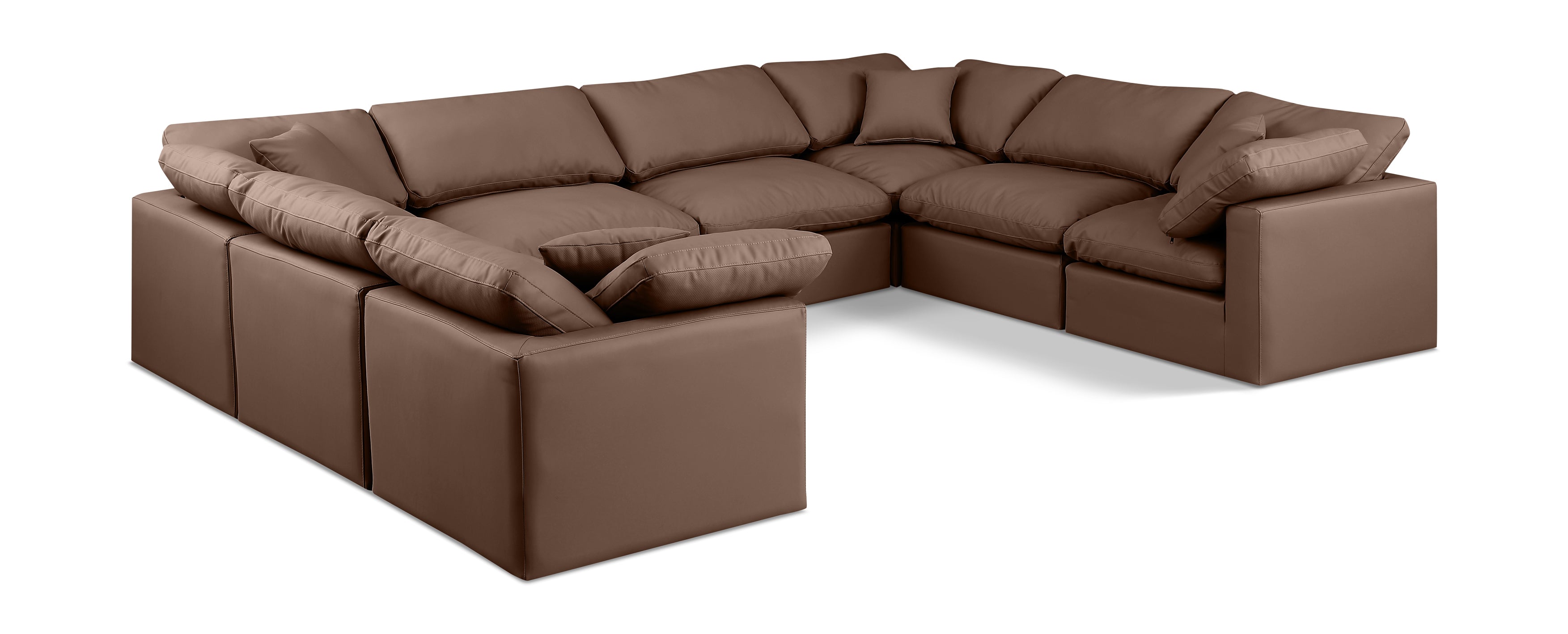 Luxus Brown Faux Leather Modular Sectional Sec8A – casabycoco