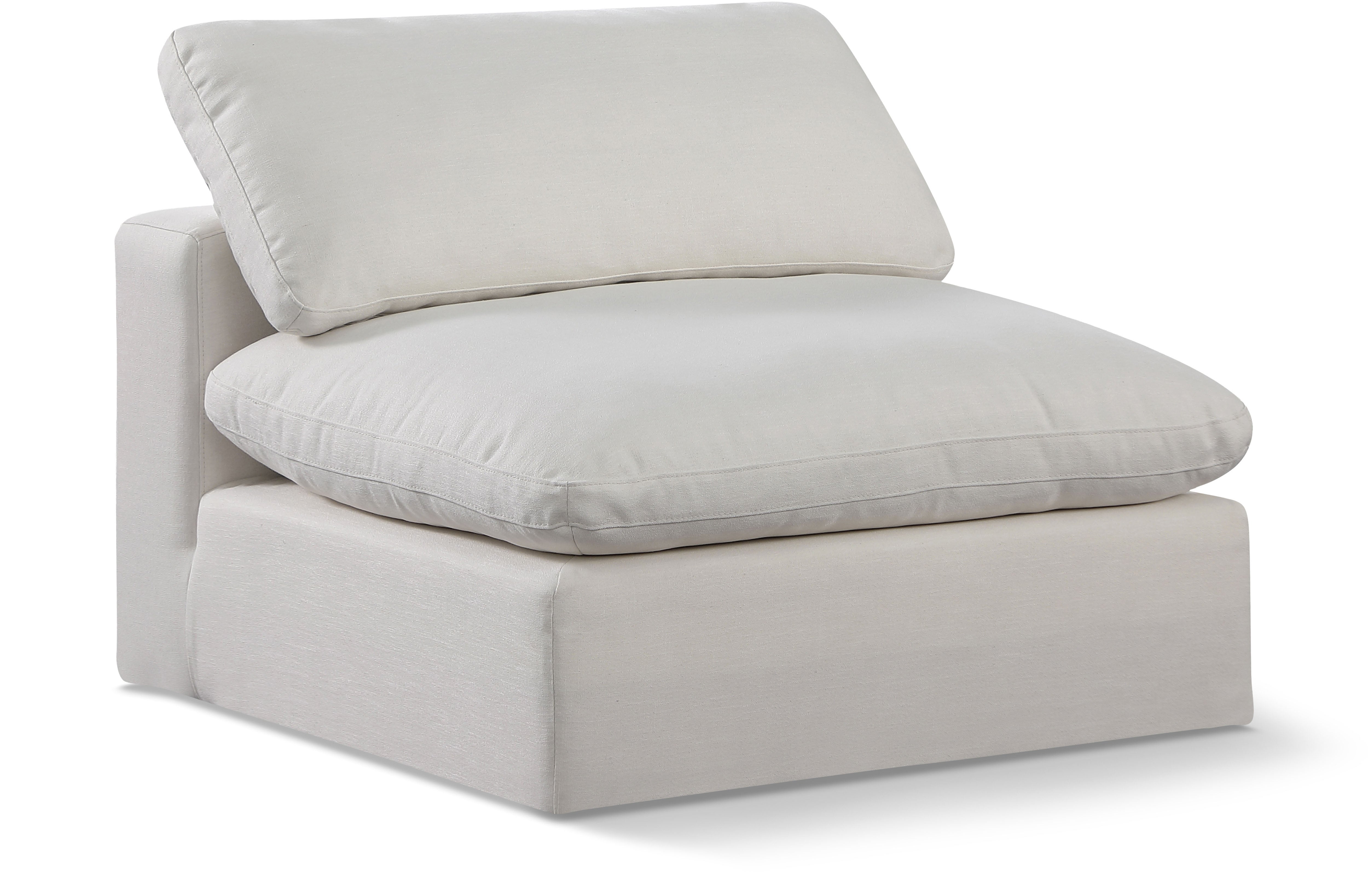 Dolce Cream Linen Textured Fabric Modular Armless Chair Armless ...