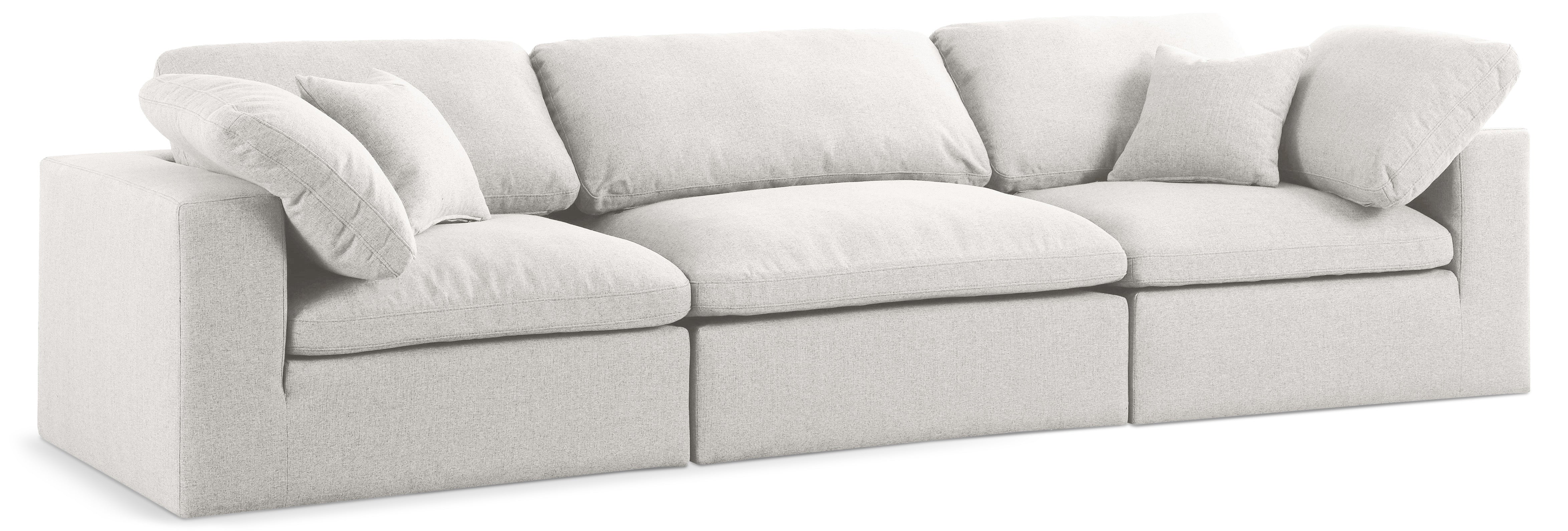Damian Cream Linen Textured Fabric Deluxe Comfort Modular Sofa S119 ...