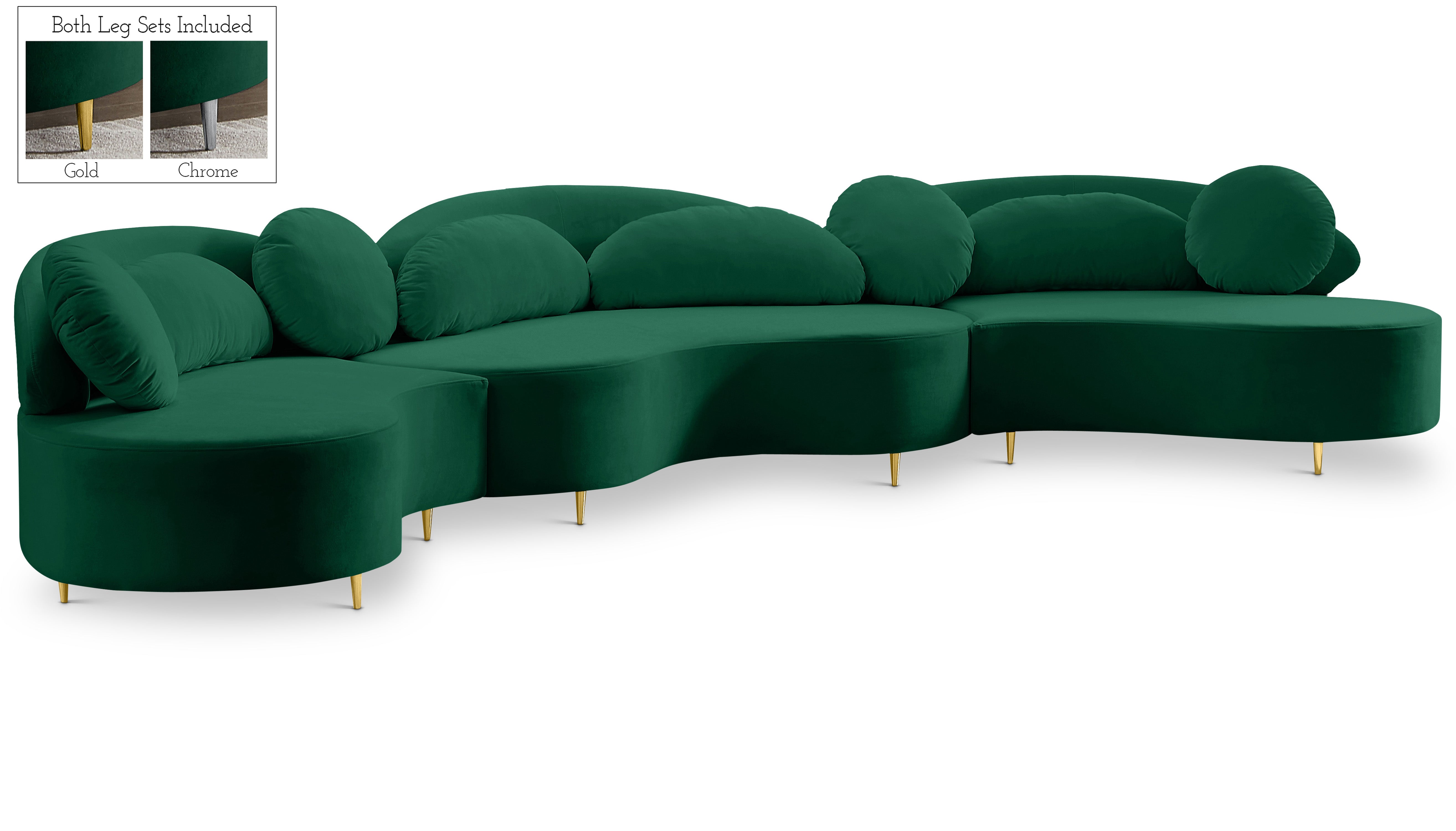Carlyle Green Velvet 3pc. Sectional (3 Boxes) Sectional – casabycoco