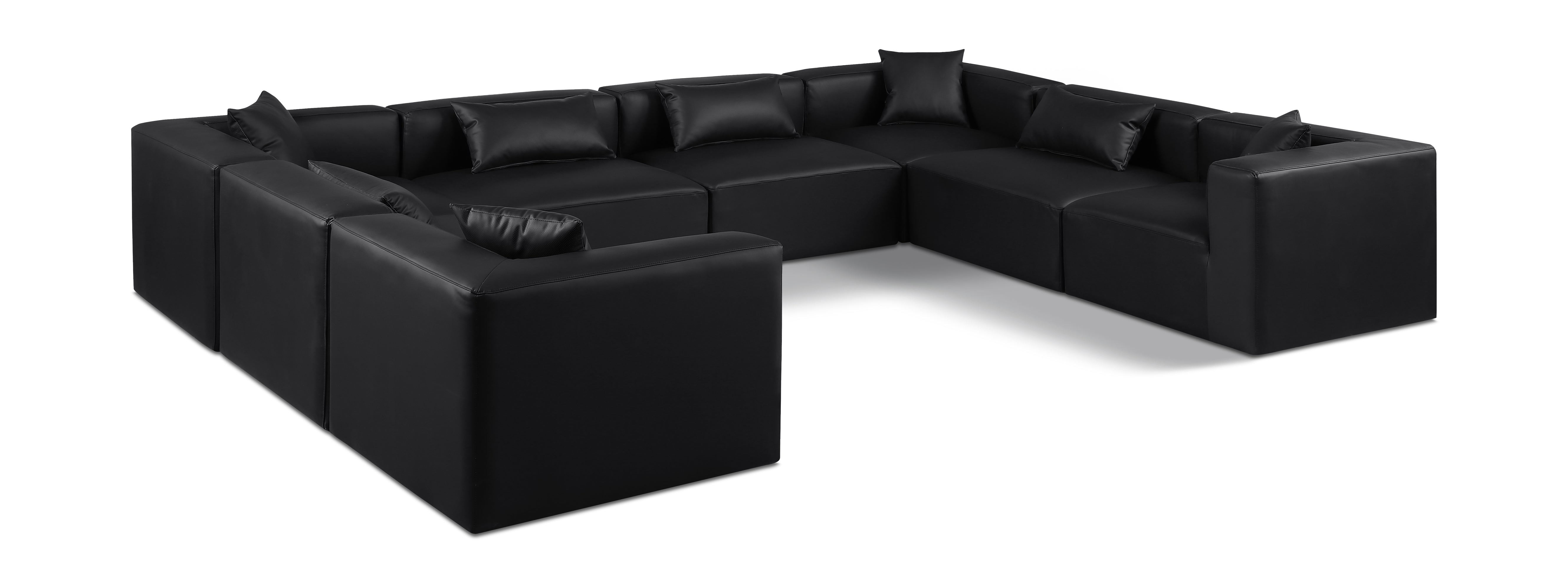 Crescent Black Faux Leather Modular Sectional Sec8A – casabycoco
