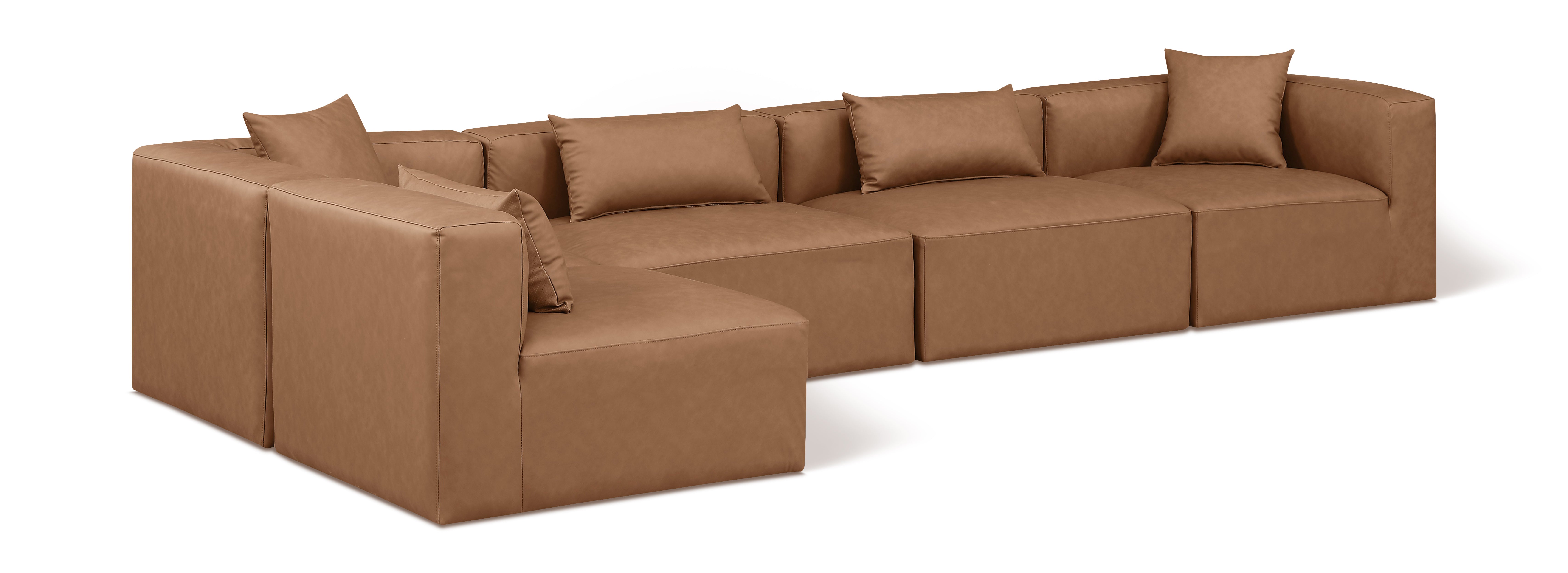 Crescent Brown Faux Leather Modular Sectional Sec5D – casabycoco
