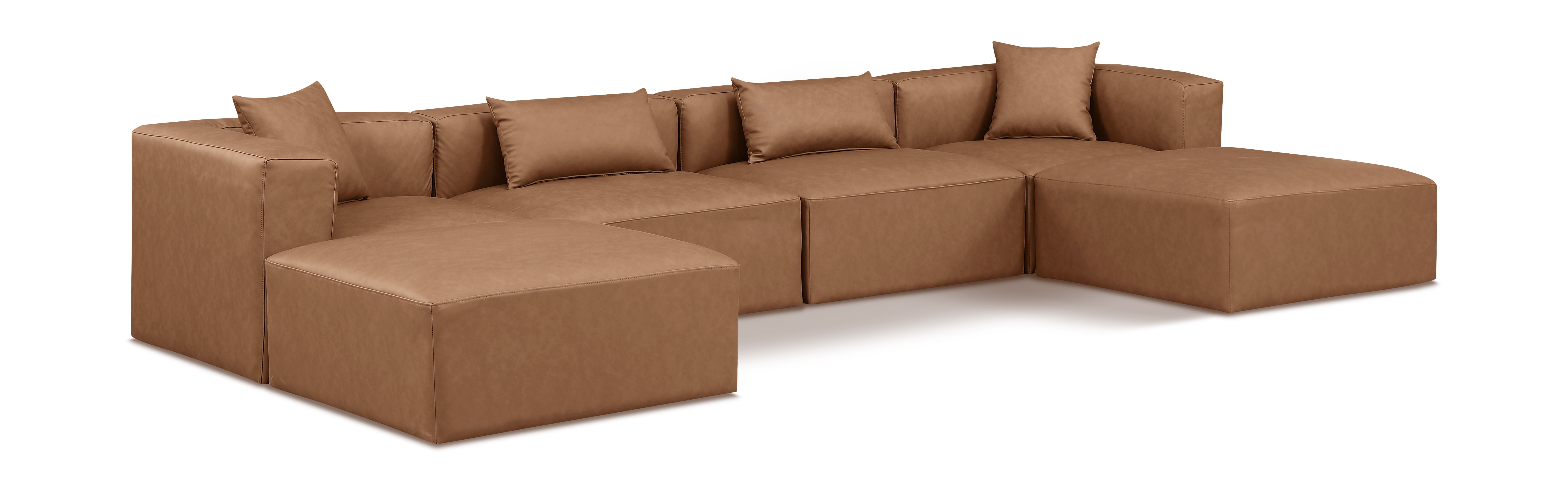 Crescent Brown Faux Leather Modular Sectional Sec6B – casabycoco