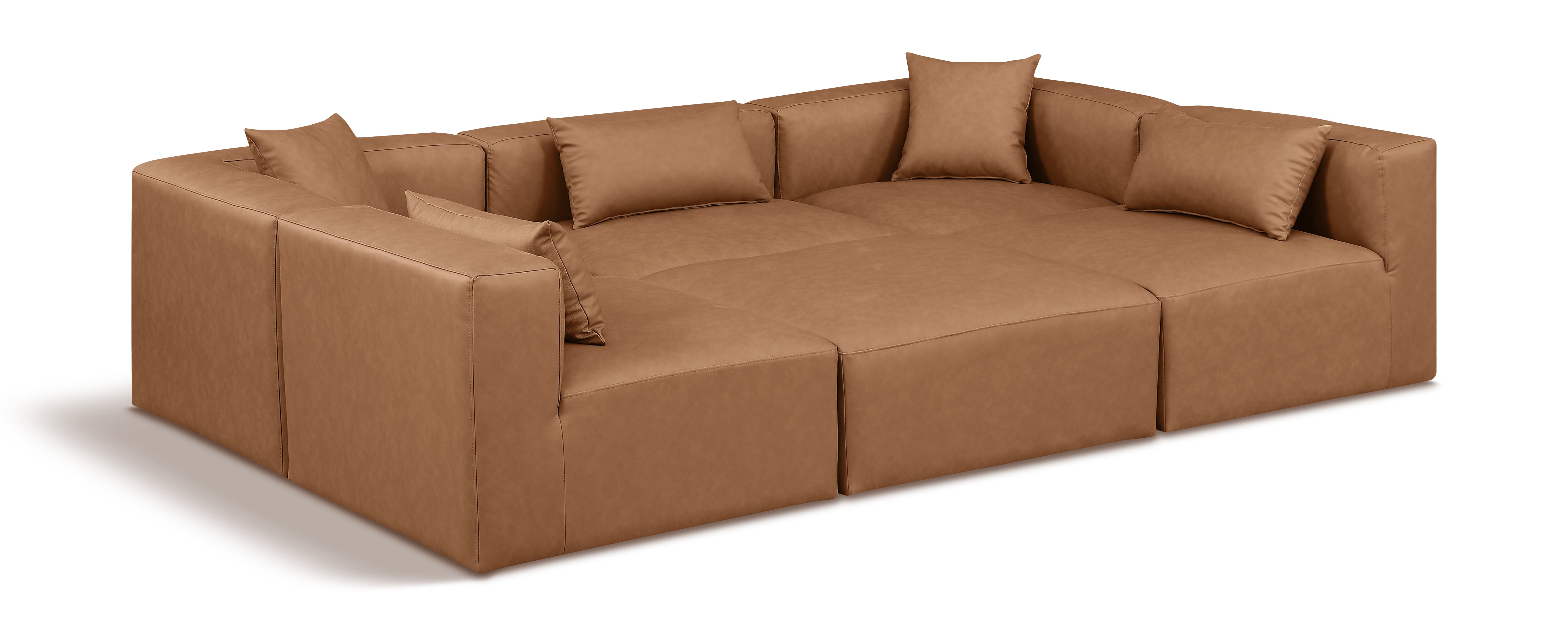 Crescent Brown Faux Leather Modular Sectional Sec6C – casabycoco