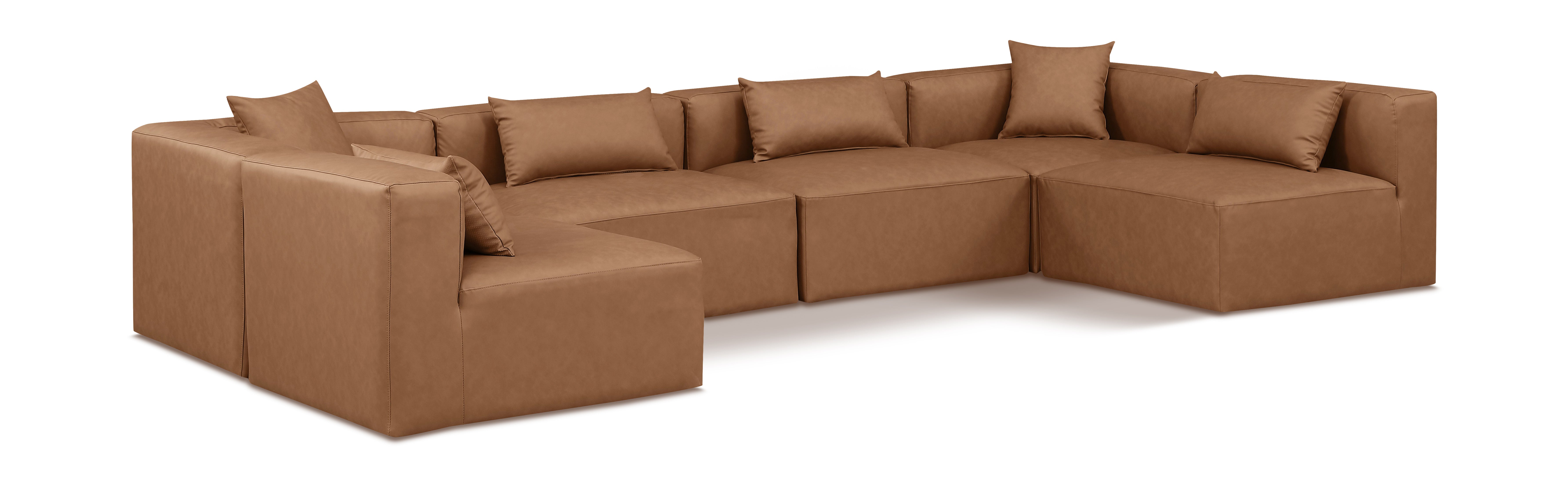 Crescent Brown Faux Leather Modular Sectional Sec6D – casabycoco
