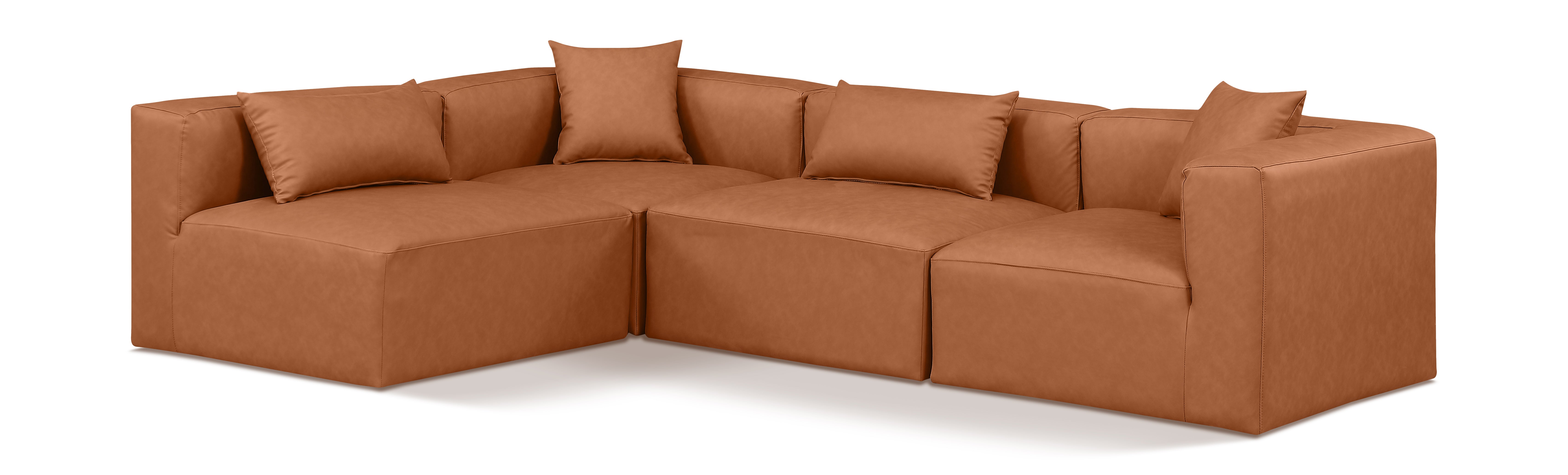Crescent Cognac Faux Leather Modular Sectional Sec4B – casabycoco