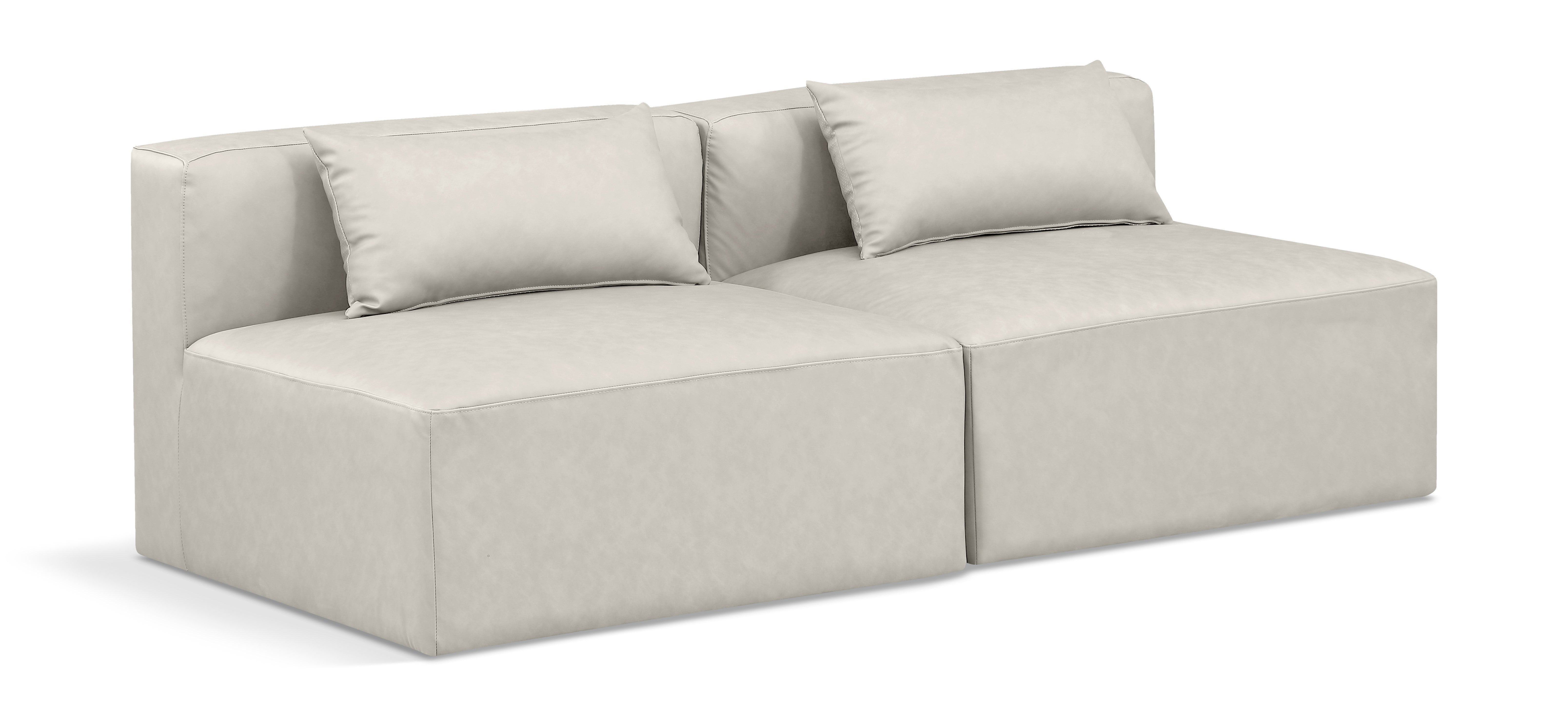 Crescent Cream Faux Leather Modular Sofa S72A – casabycoco
