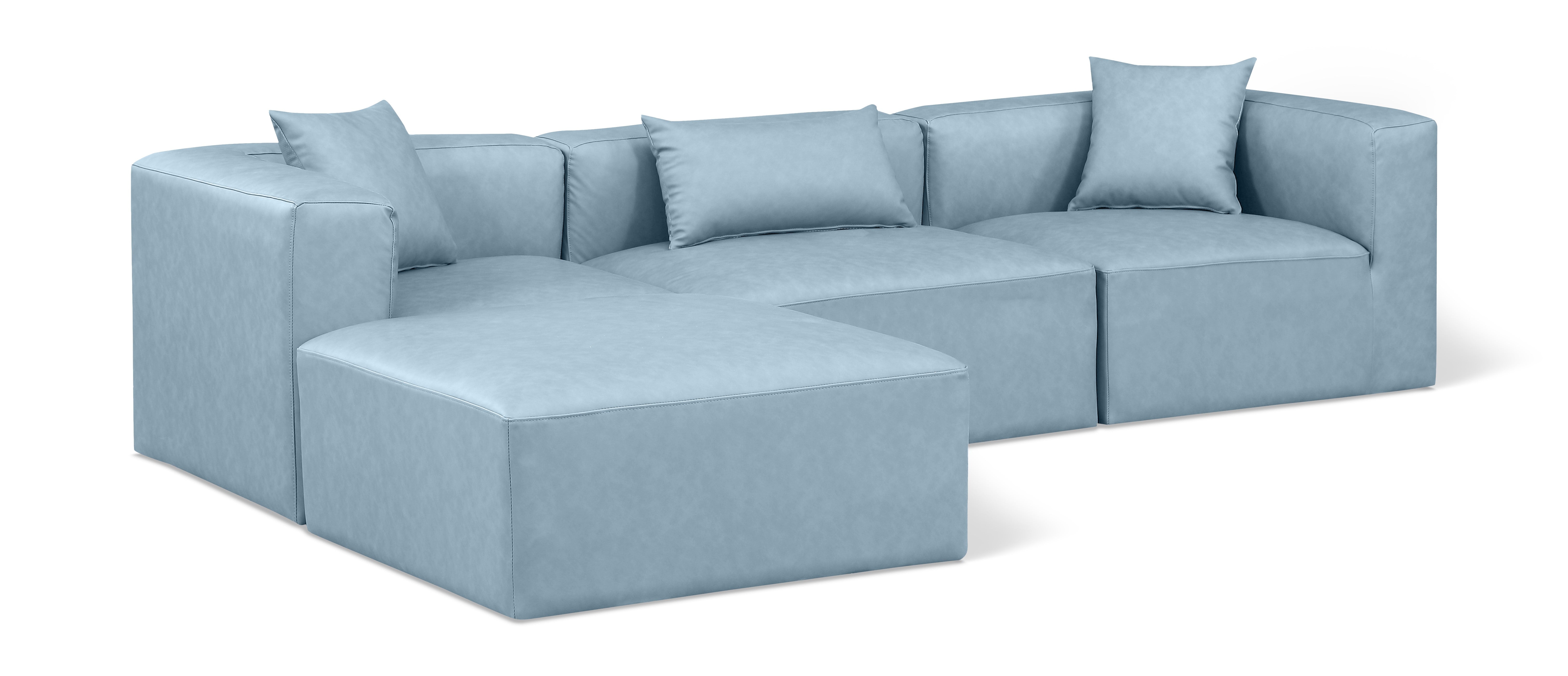 Crescent Light Blue Faux Leather Modular Sectional Sec4A – casabycoco
