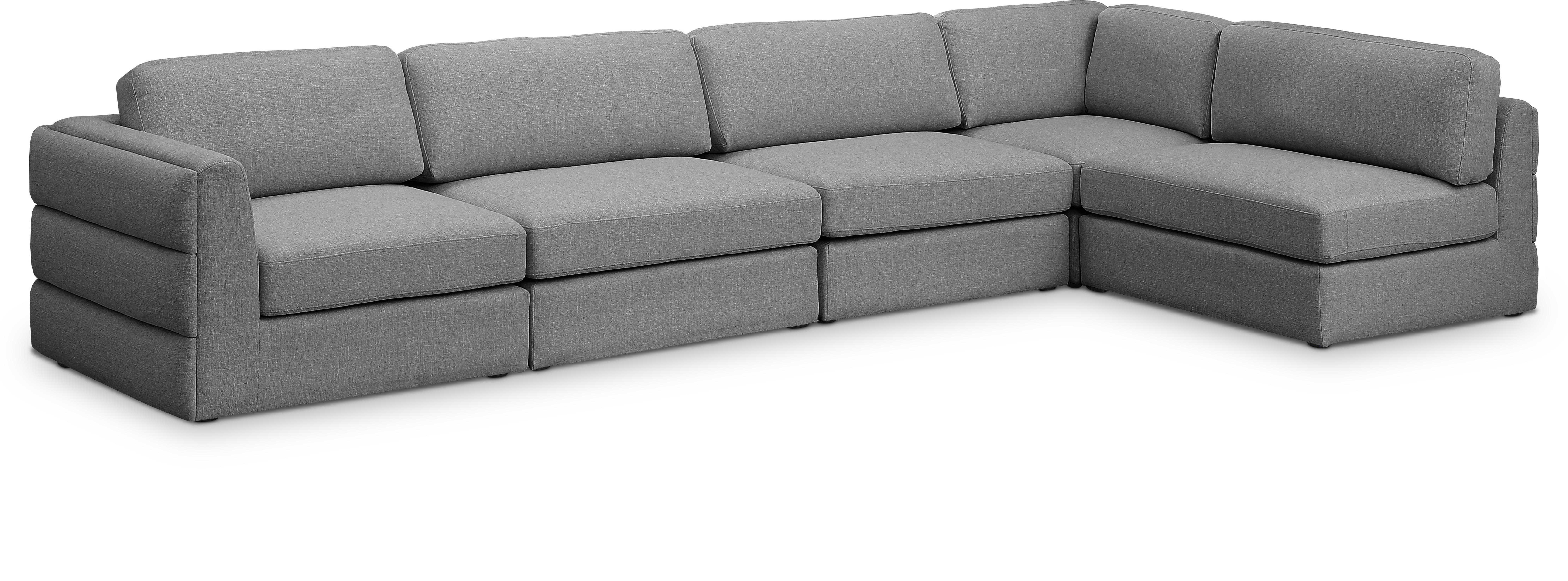 Barlow Grey Durable Linen Textured Fabric Modular Sectional Sec5B ...