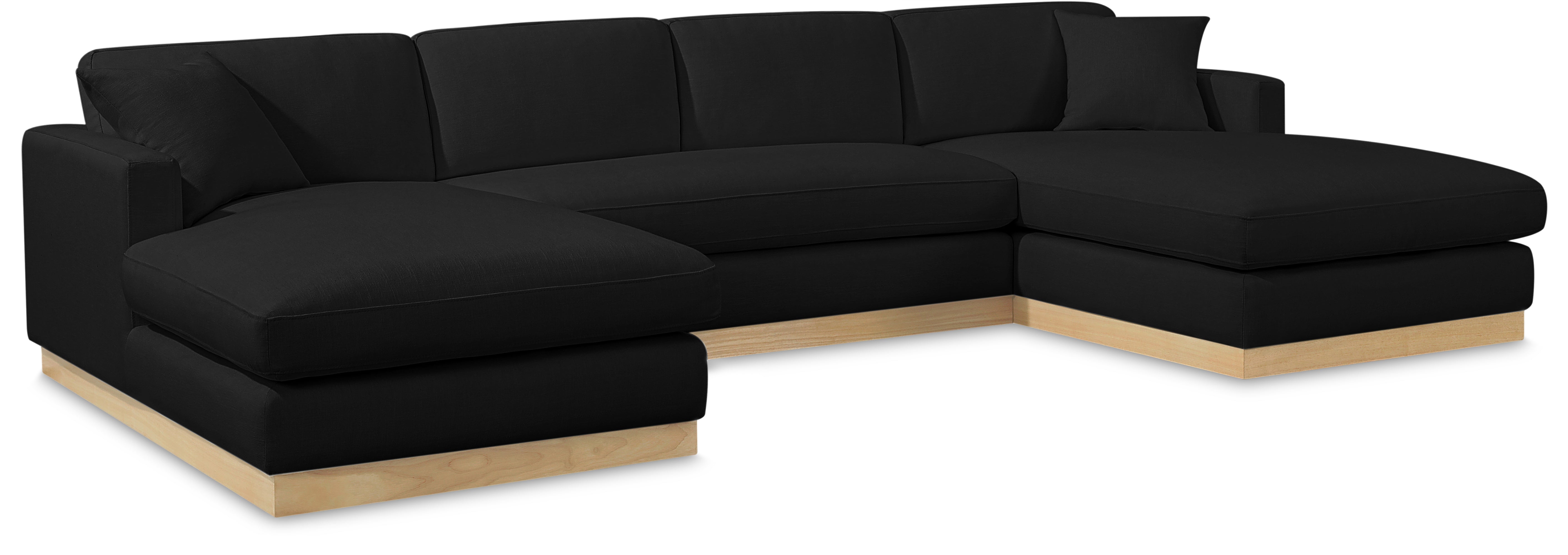 Alta Black Linen Textured Fabric 3pc. Sectional (3 Boxes) Sectional ...