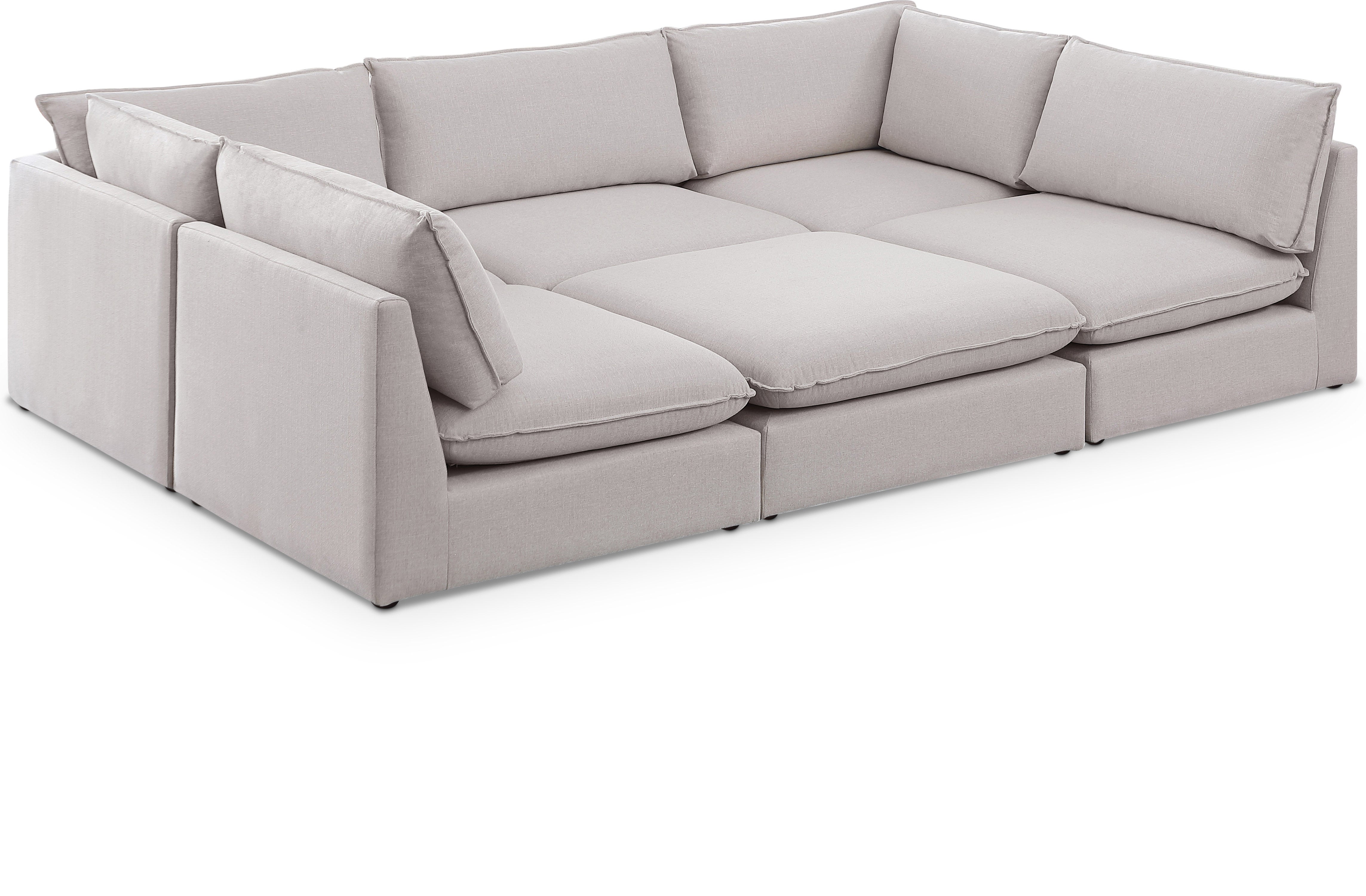 Winston Beige Durable Linen Textured Modular Sectional Sec6D – casabycoco