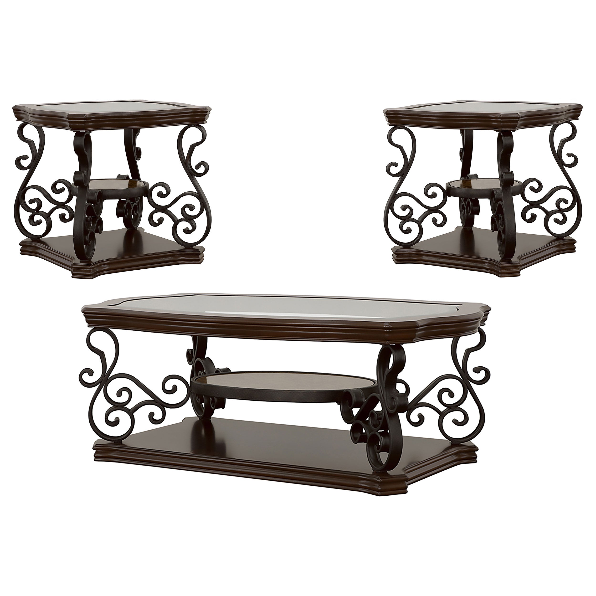 Breckenridge 3-piece Glass Top Coffee and End Table Set Dark Merlot ...