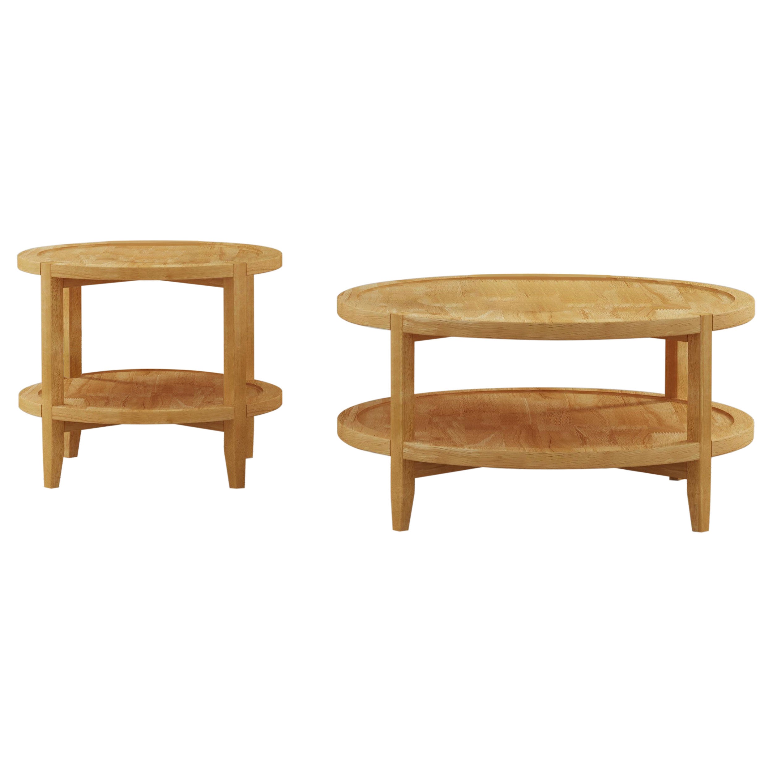 Trini 2-piece Round Coffee and End Table Set Maple – casabycoco