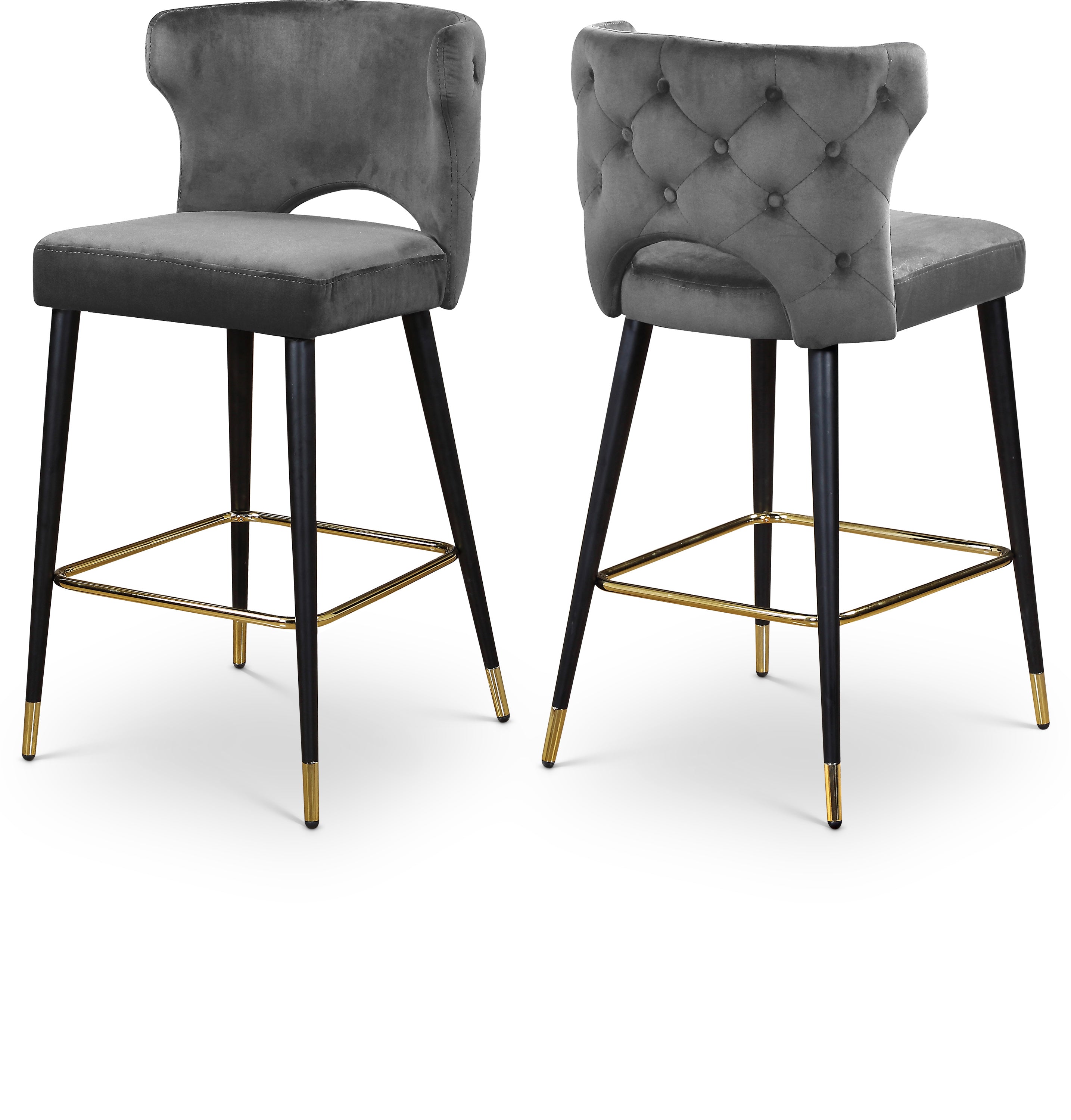 Marmo Grey Velvet Stool C – casabycoco