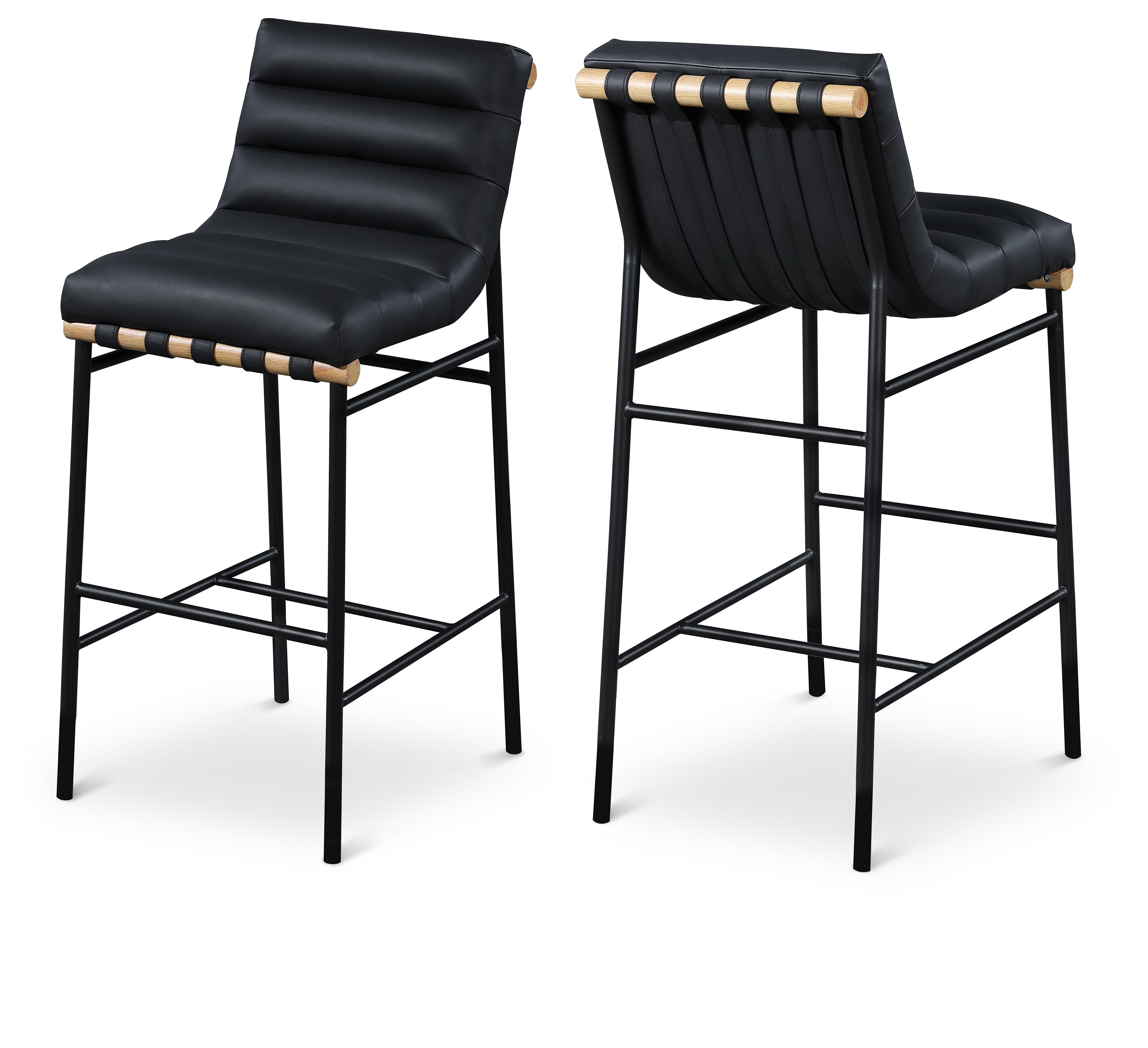 Hannah Black Faux Leather Bar Stool C – casabycoco