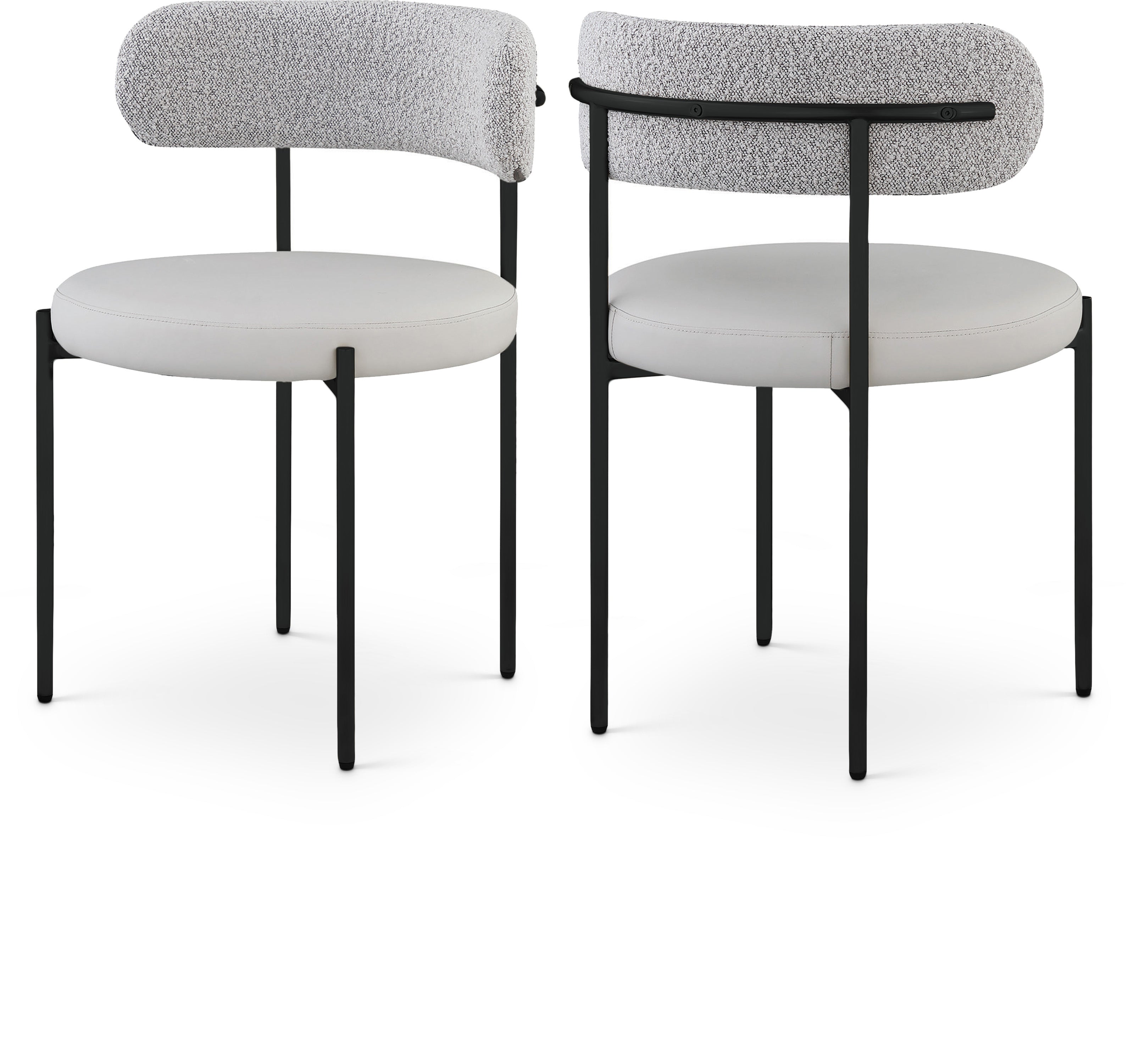 Cylinder Taupe Faux Leather and Boucle Fabric Dining Chair C – casabycoco