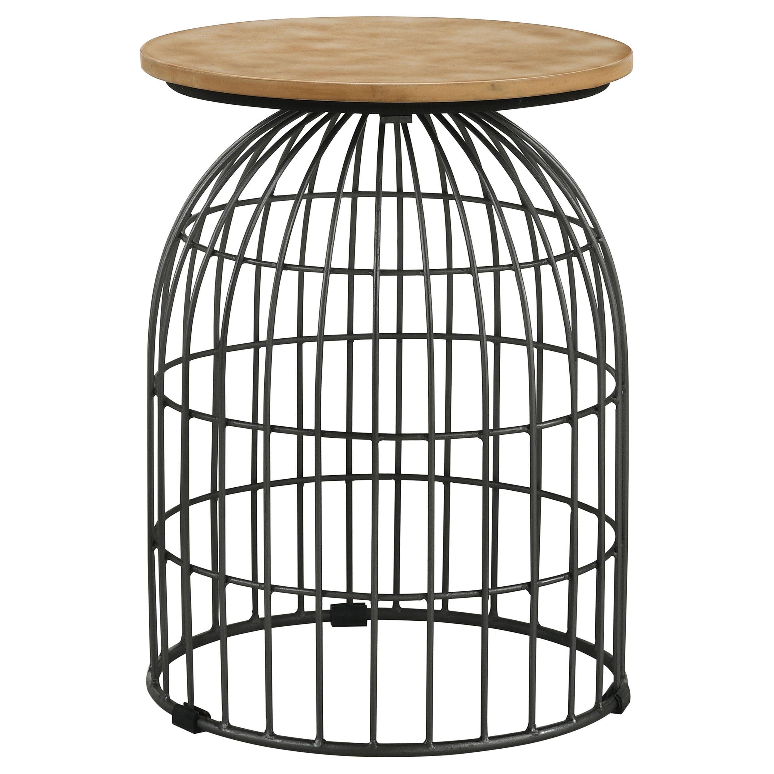 Larson Round Wire Frame Side Table Natural and GunmetalGunmetal ...