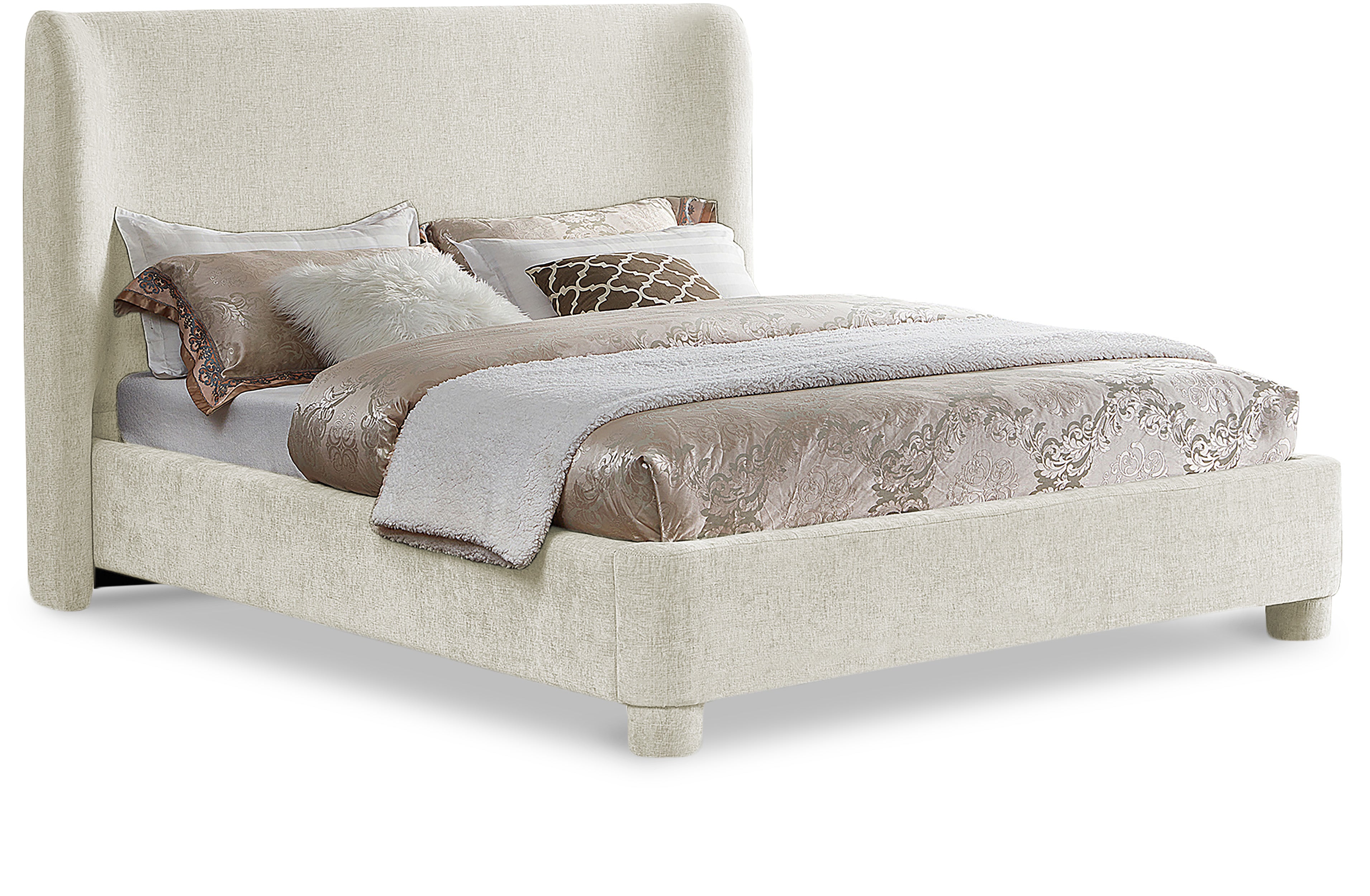 Nile Cream Chenille Fabric King Bed K – casabycoco