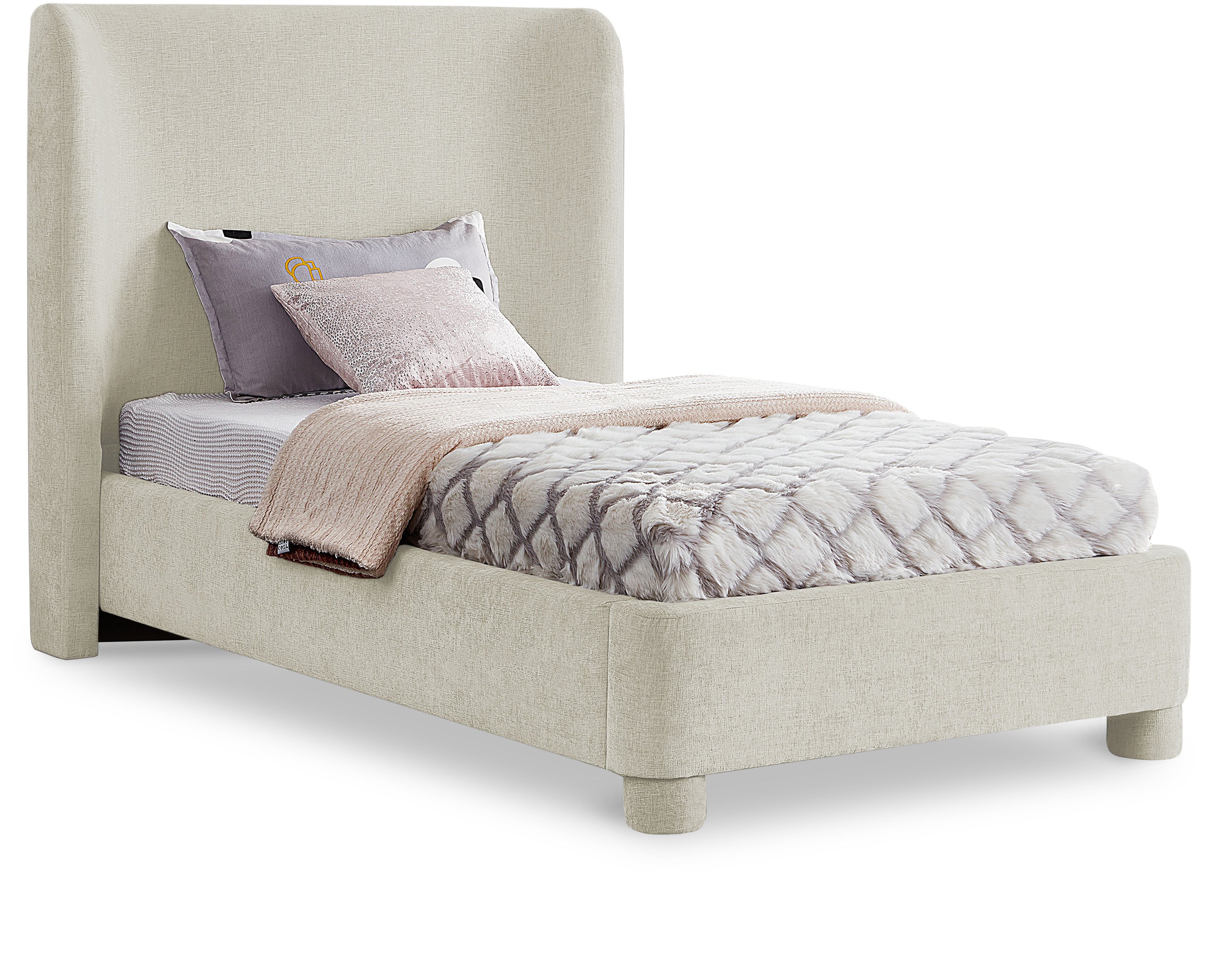 Nile Cream Chenille Fabric Twin Bed T – casabycoco