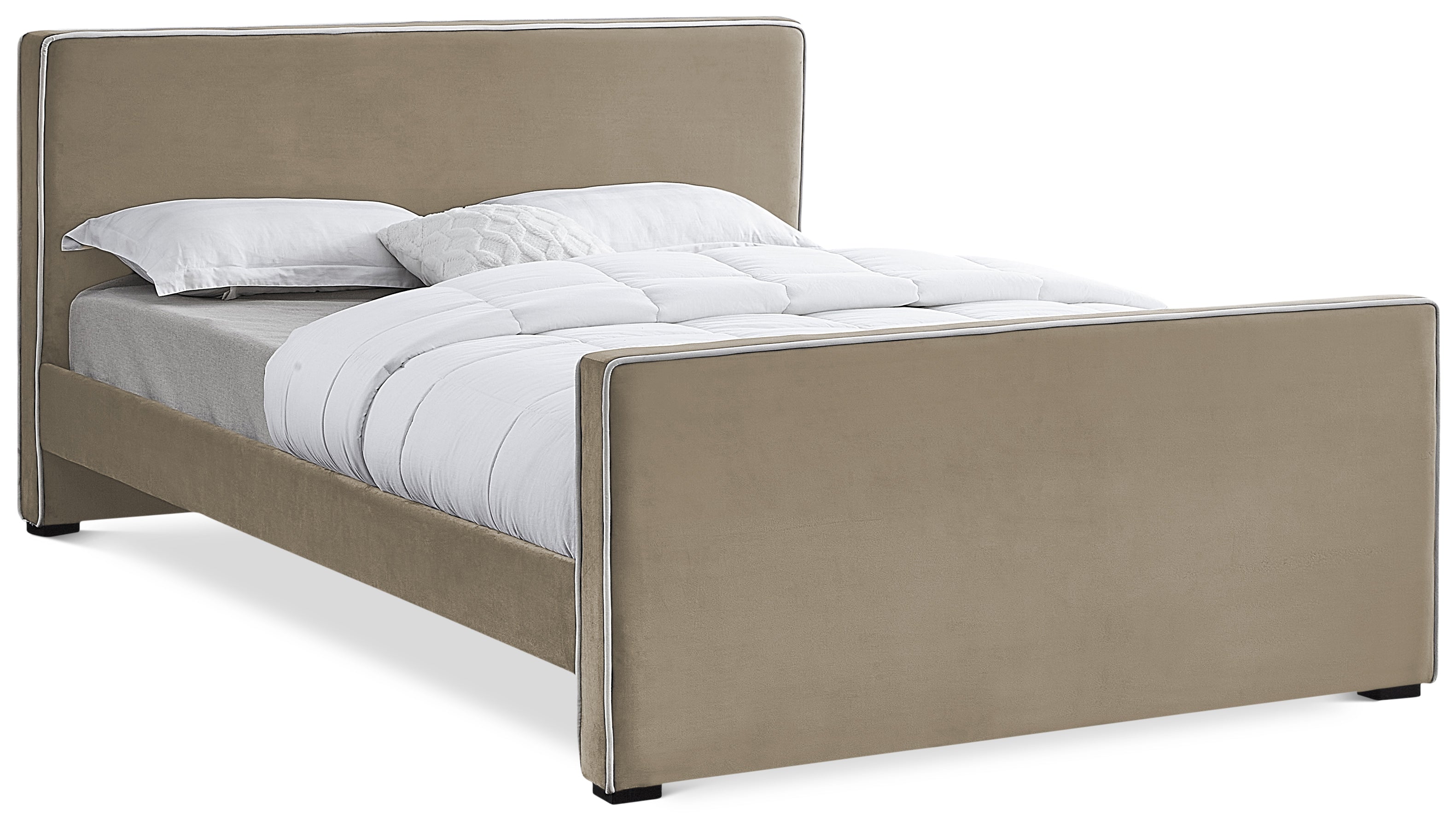 Cascade Beige Velvet Queen Bed Q – casabycoco