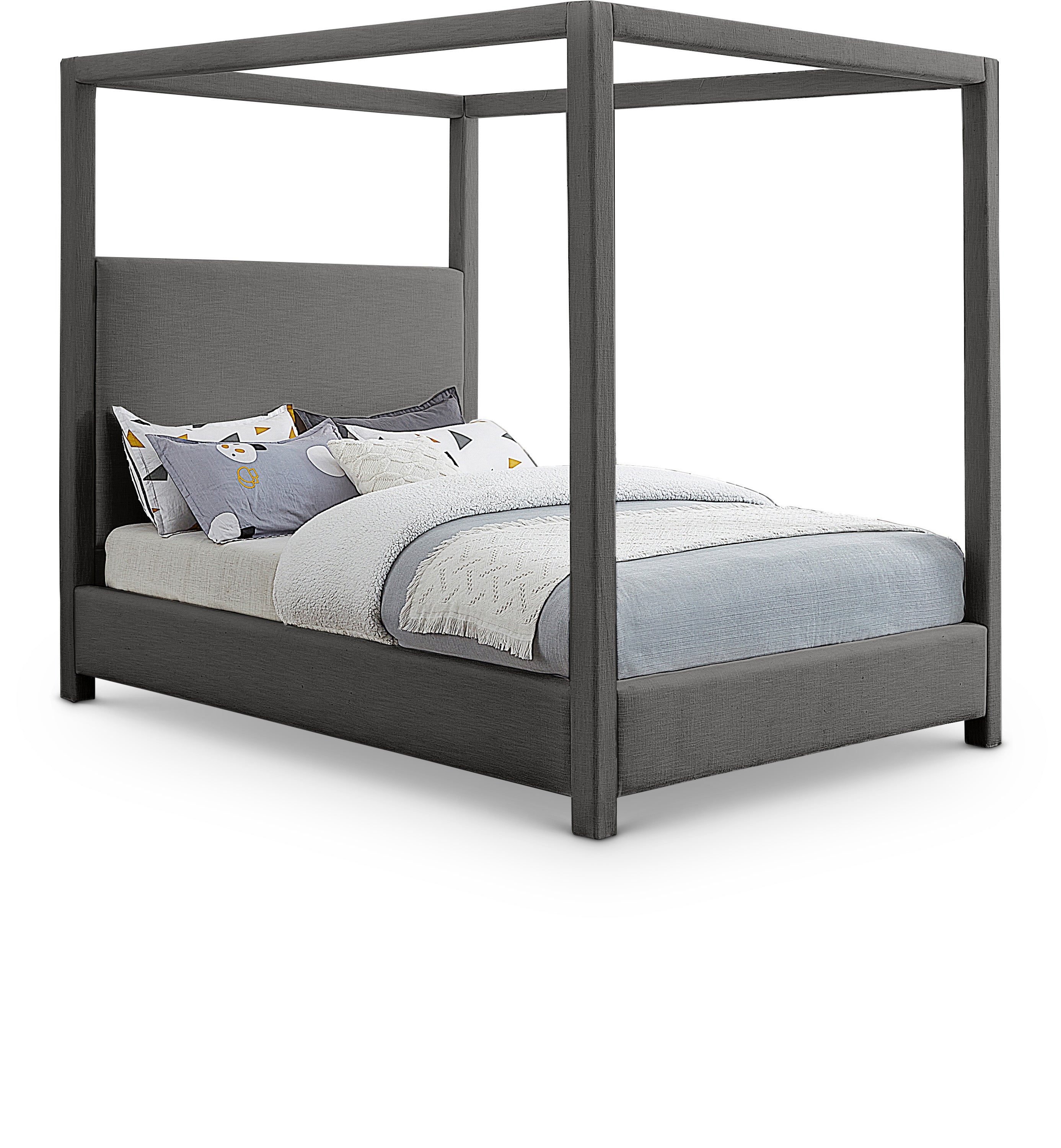 Stefano Grey Linen Textured Fabric King Bed (3 Boxes) K – casabycoco