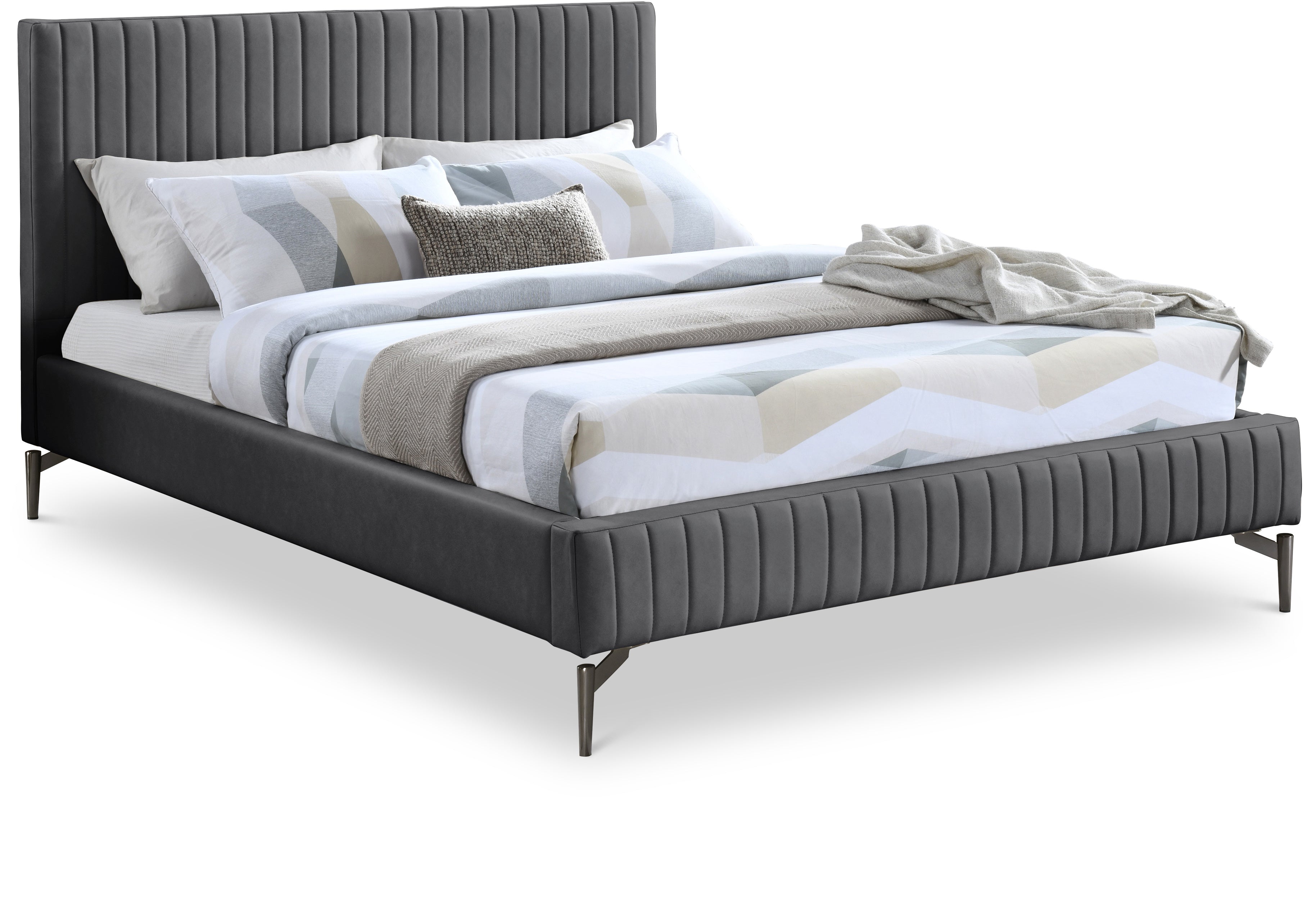 Hendrix Dark Grey Faux Leather King Bed K – casabycoco