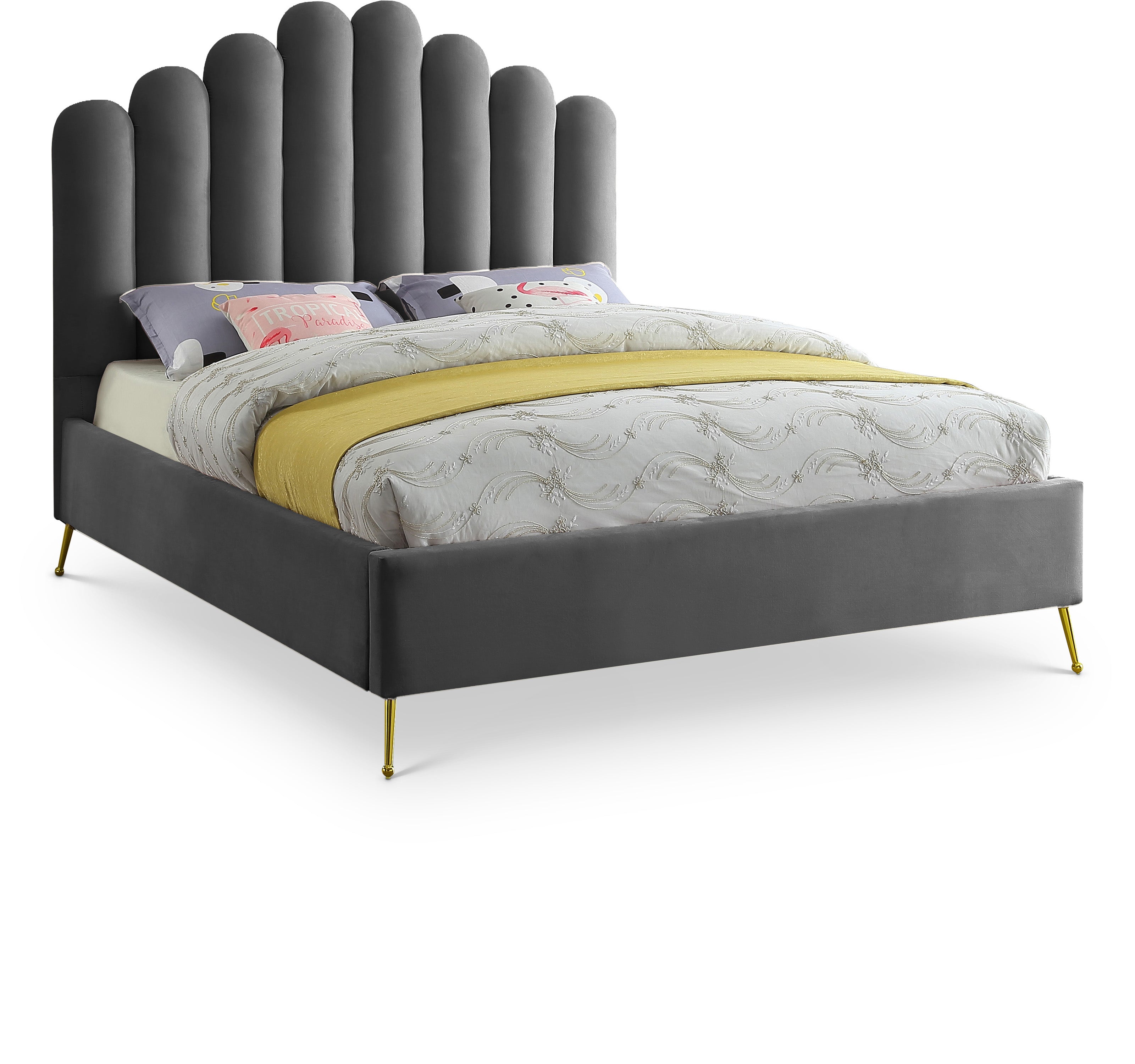 Margo Grey Velvet Queen Bed Q – casabycoco