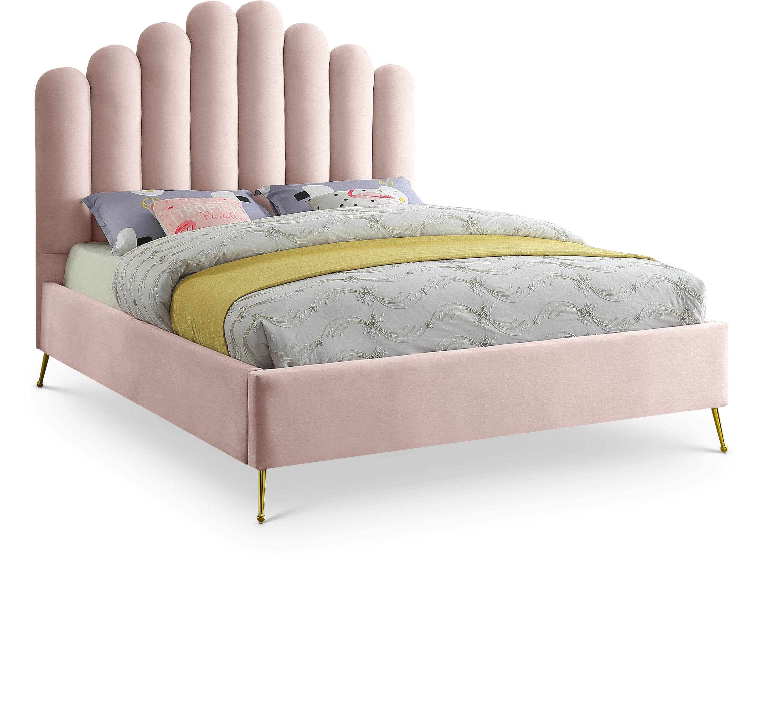 Margo Pink Velvet Queen Bed Q – casabycoco