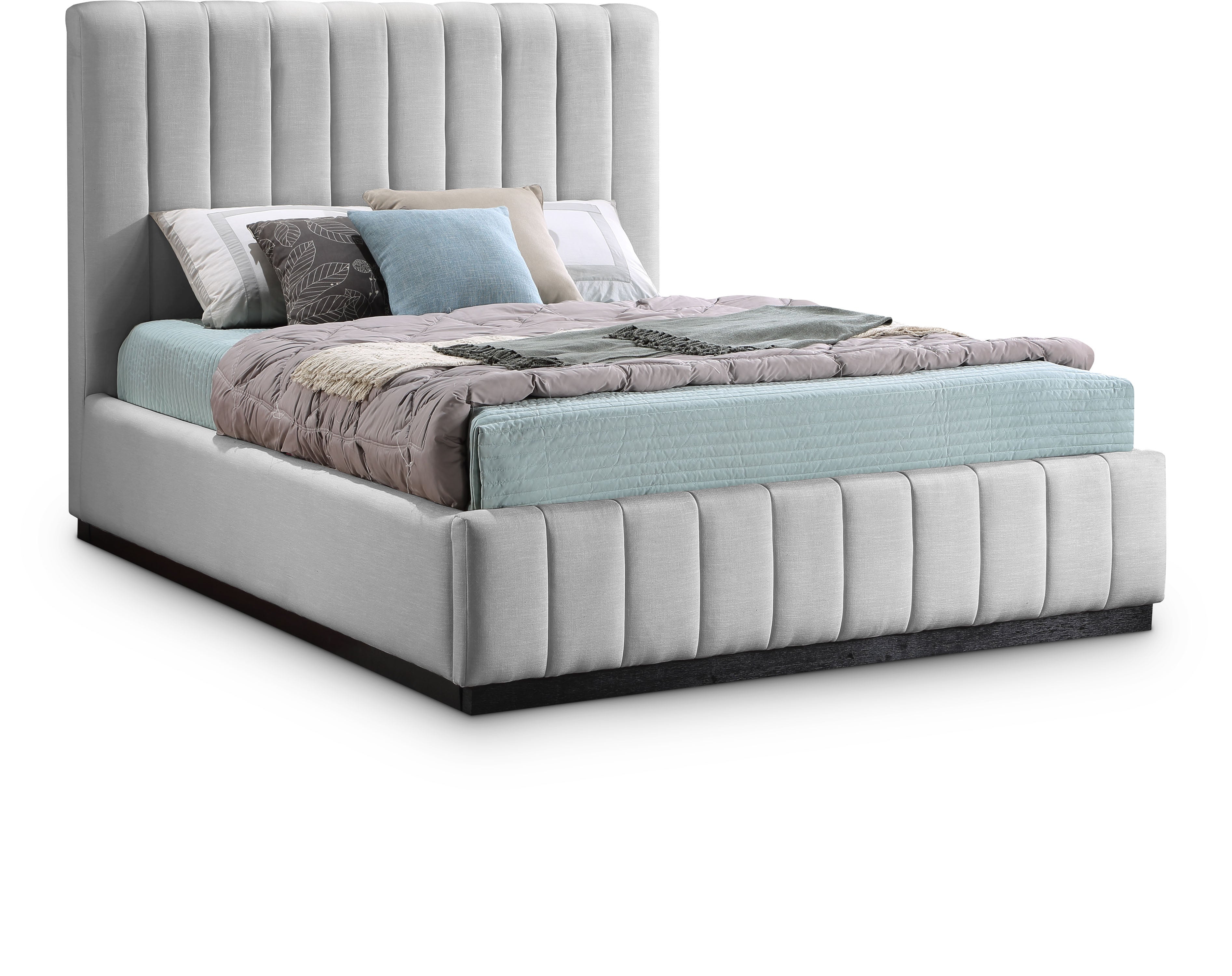Rays Grey Linen Textured Fabric Queen Bed Q – casabycoco