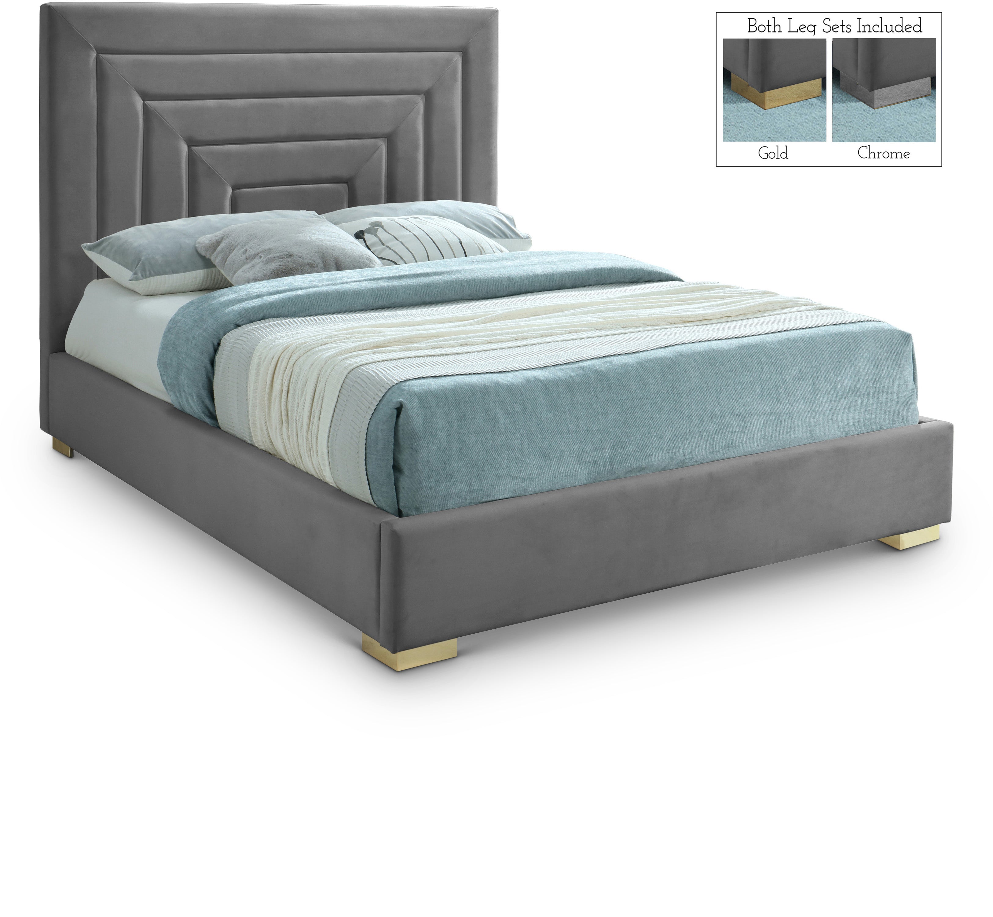 Isla Grey Velvet Queen Bed Q – casabycoco