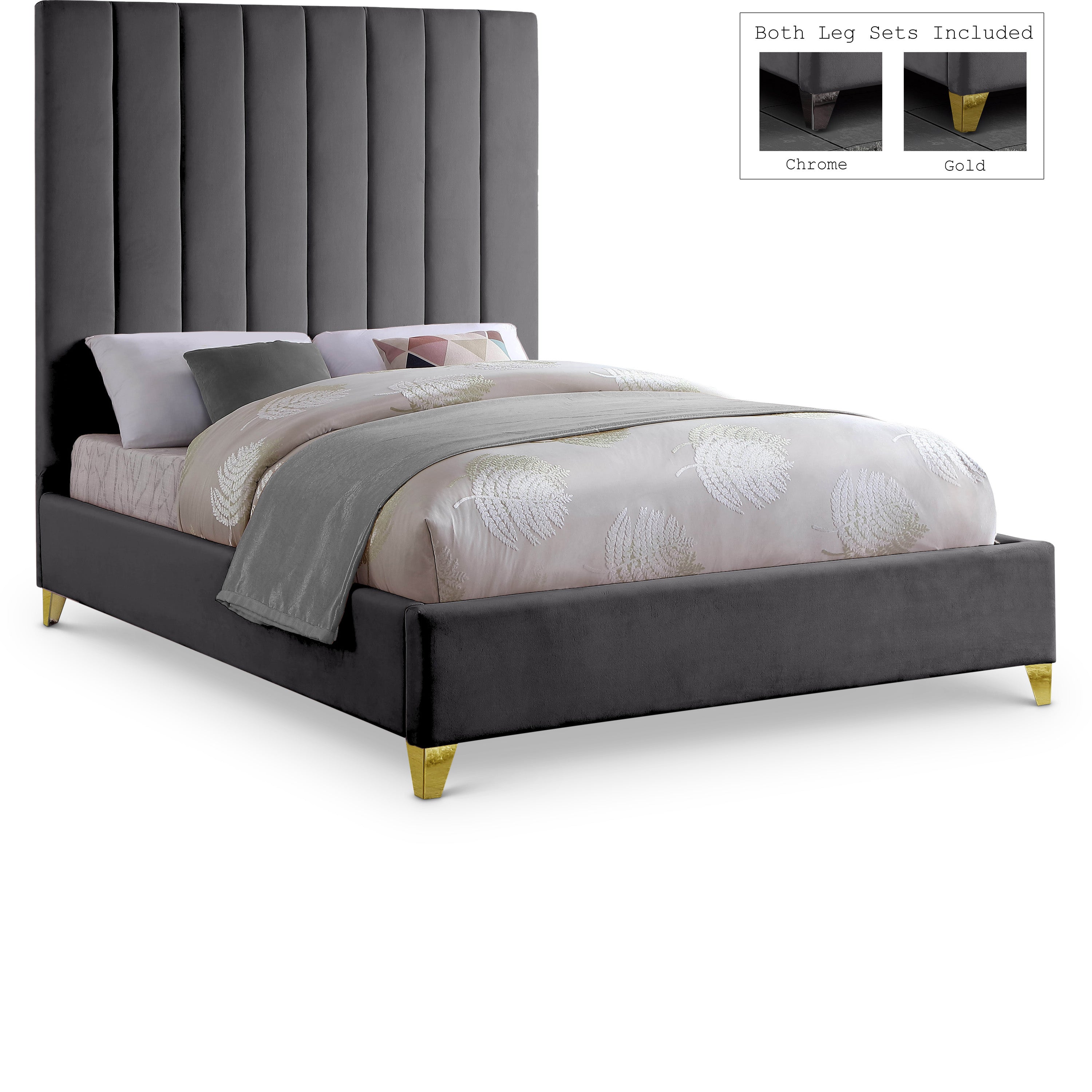 Bowen Grey Velvet Queen Bed Q – casabycoco